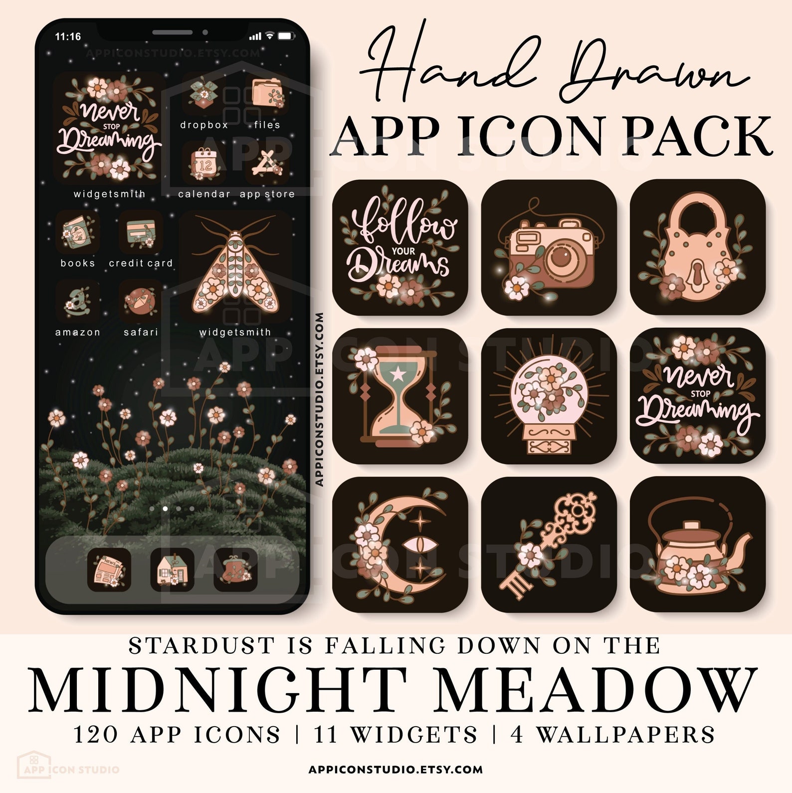 Ios Black Icons Ios 14 Black Icons Brown Iphone App Icons - Etsy