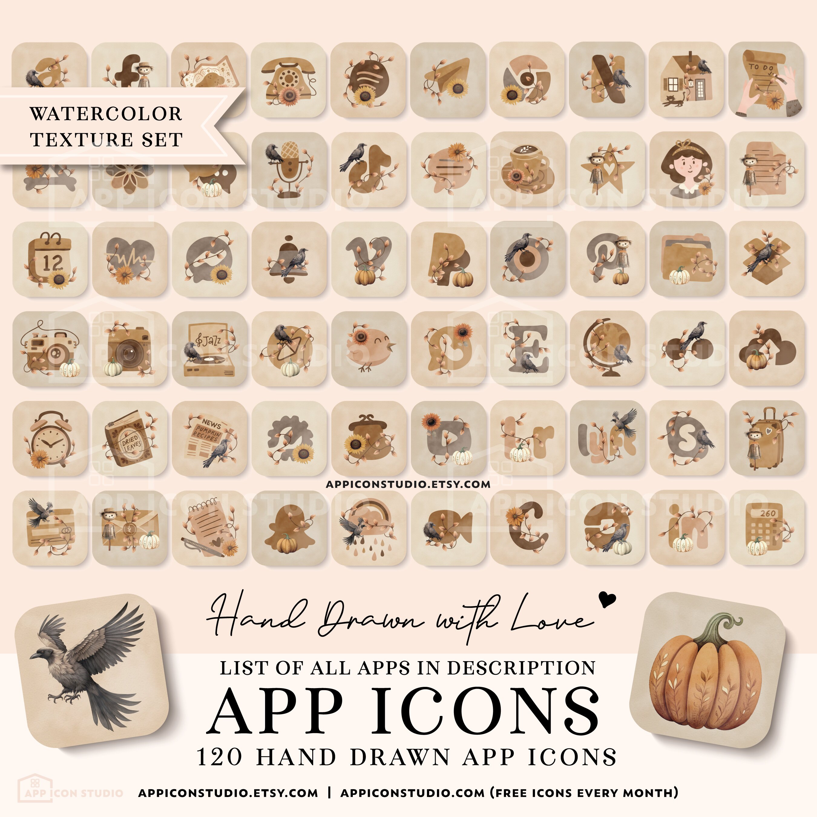 Cozy Fall App Icon Set Autumn Aesthetic Ios App Icons Custom Home ...