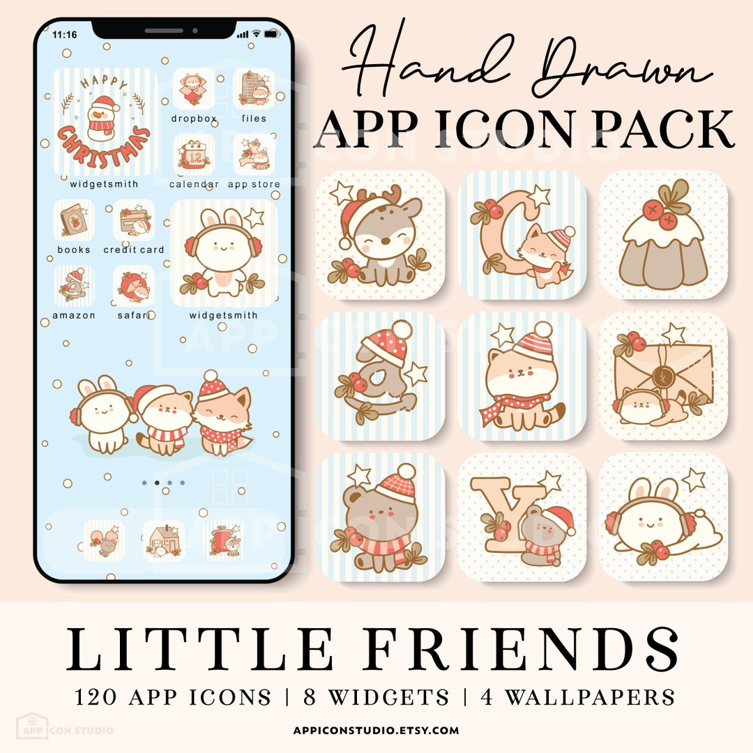 Christmas App Icons Kawaii Icons Cute Winter Ios 14 Icons App Covers ...