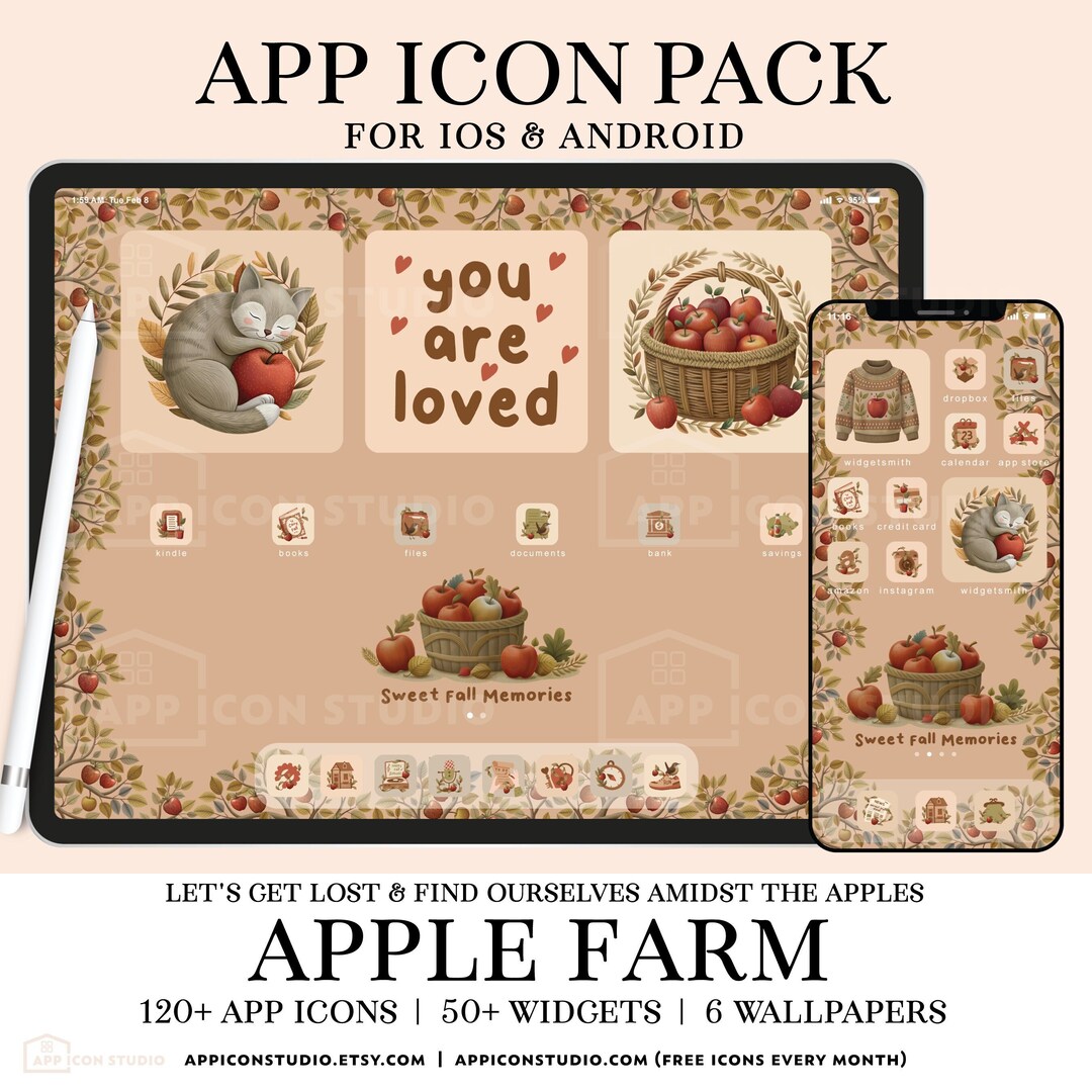 Apple Icons Fall Farmhouse Ios App Icon Bundle for iPhone and iPad ...