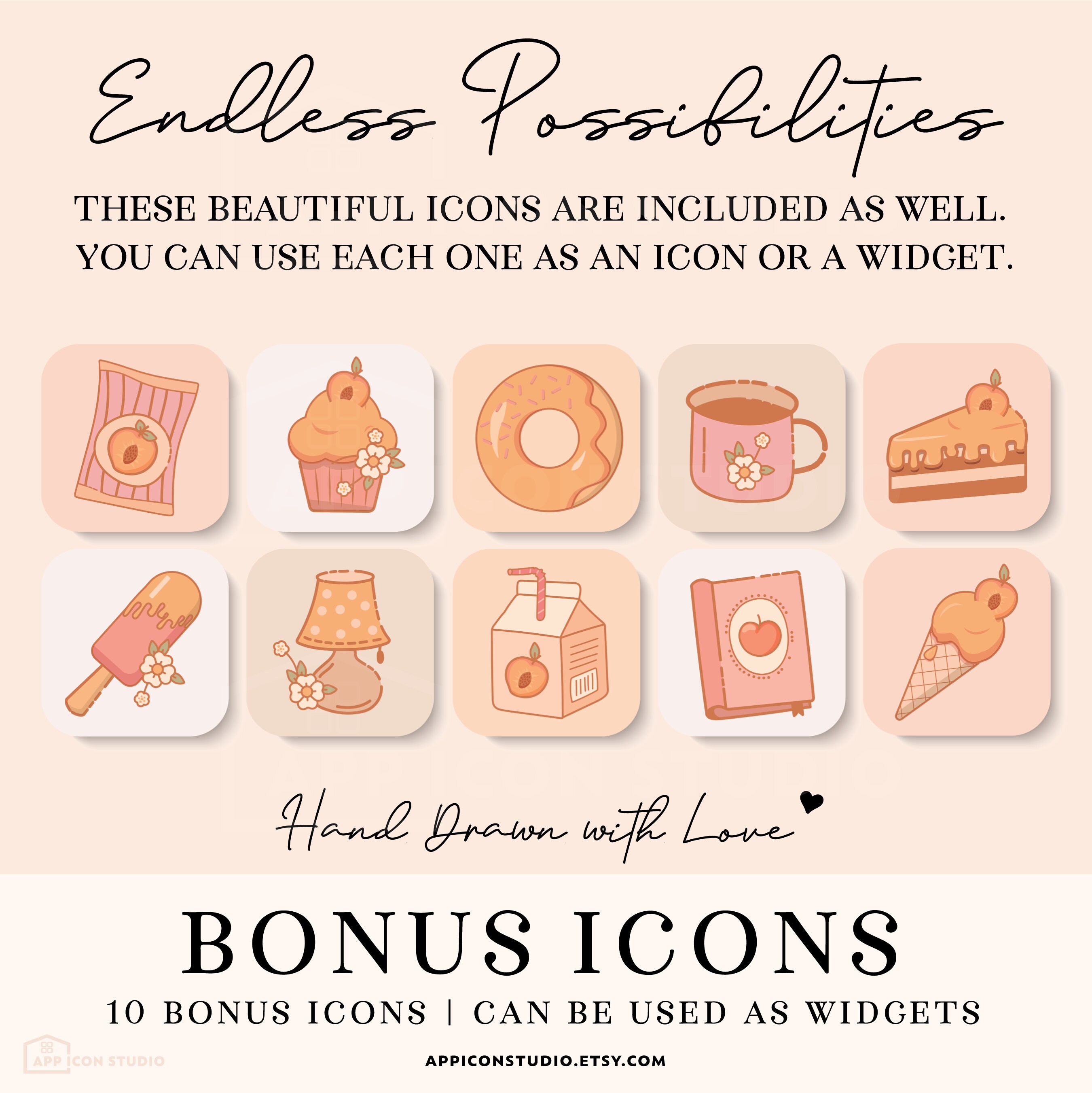 Peach Ios 14 Icons Cottagecore Peach App Icons Summer - Etsy Australia