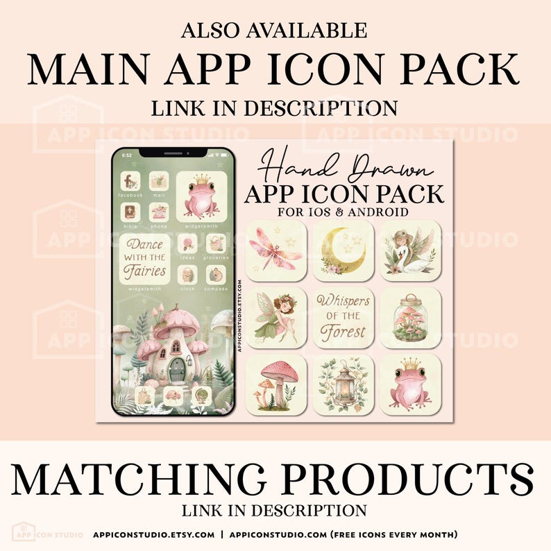 Application Icons Pack iPhone Icons Green Ios Icons Fairycore Aesthetic ...