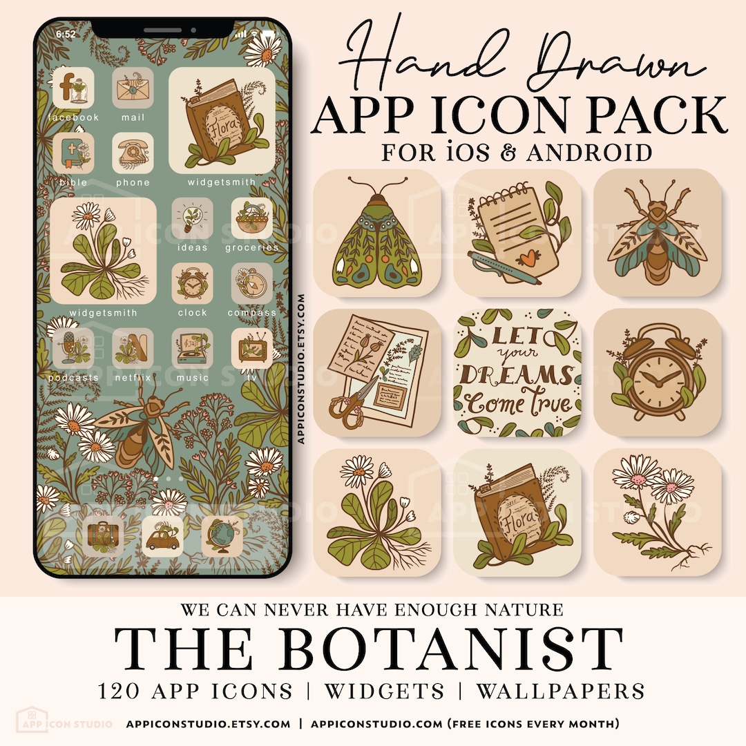 Ios 14 Theme Cottagecore Icons Ios App Icon Green iPhone Android ...