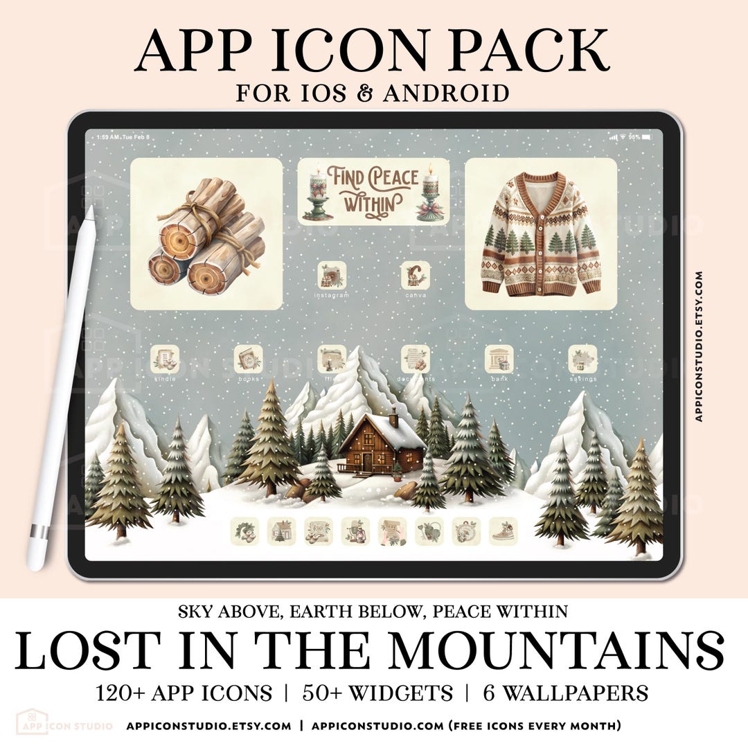 Christmas Icons Ios Pack for iPad Android Tablet Cozy Winter Wallpapers ...