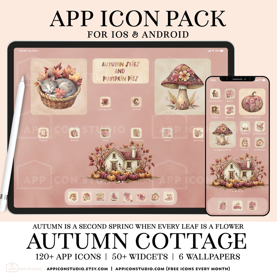 Ios 18 Icons Fall Cottagecore Aesthetic iPhone and iPad Icon Pack ...