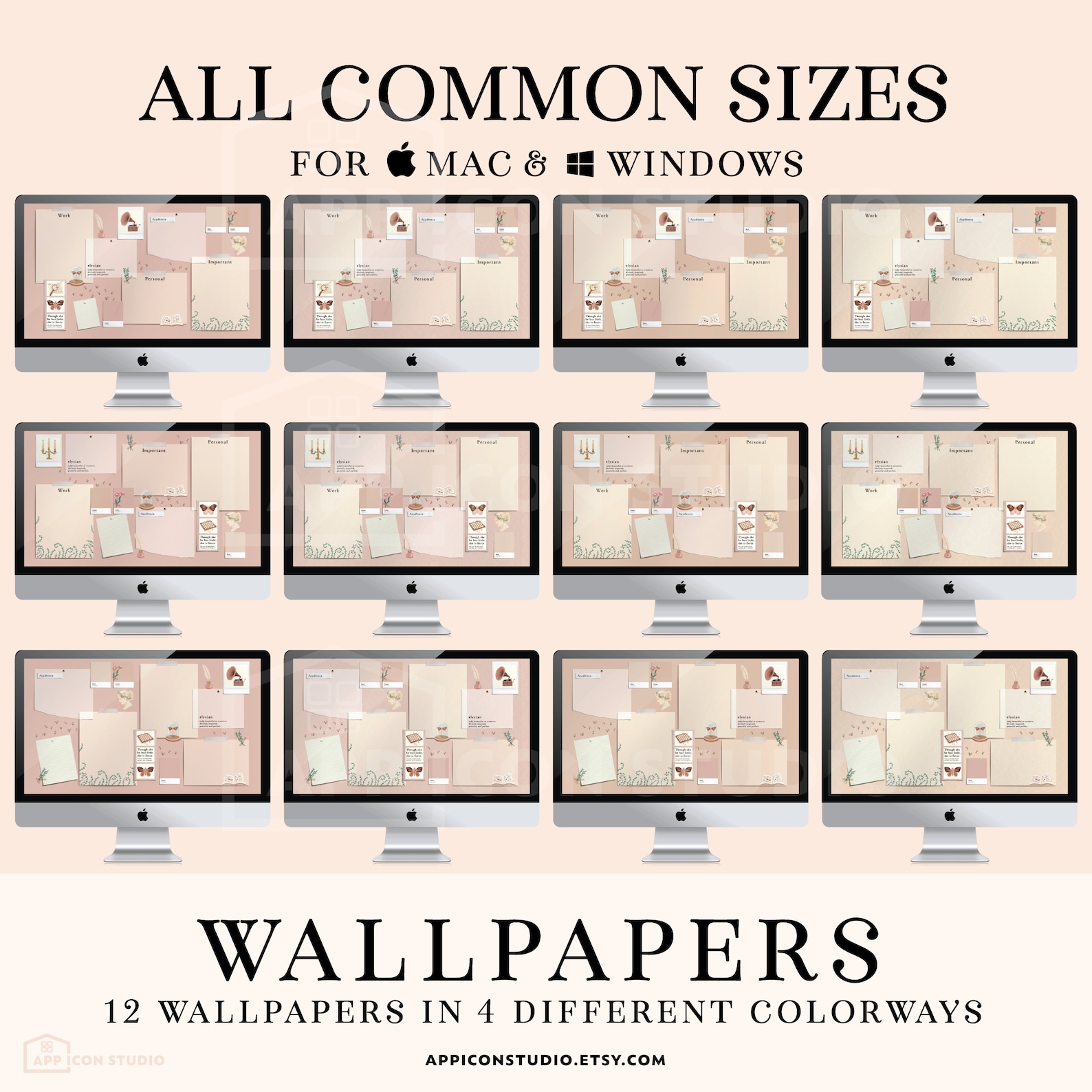 Mac Desktop Organizer Academia Wallpapers Icons and Folders - Etsy