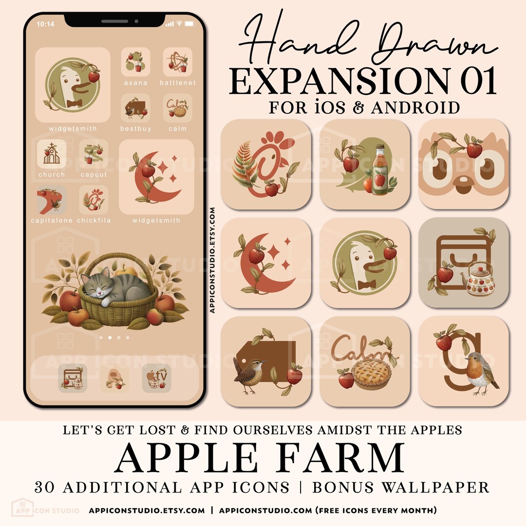 Ios App Icons Autumn Neutral and Red iPhone Theme Android Phone Fall ...