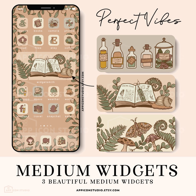 Ios 14 Icons Green Cottagecore Ios App Icons Mushroom Iphone - Etsy