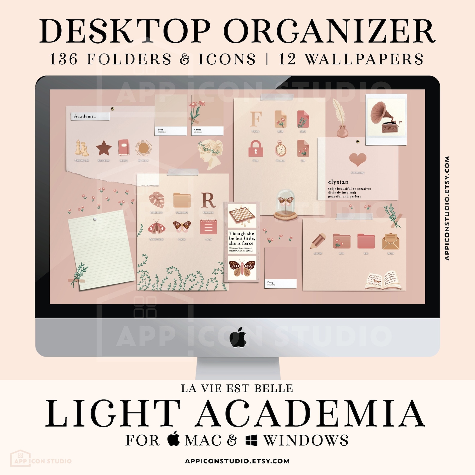 Mac Desktop Organizer Academia Wallpapers Icons and Folders - Etsy