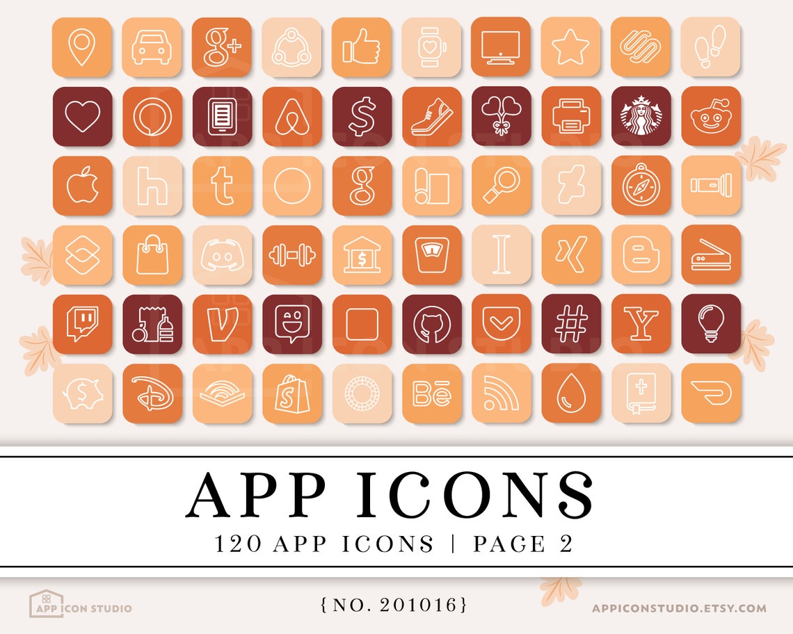 Fall App Icons Orange Ios 14 App Icons Fall Aesthetic Ios | Etsy