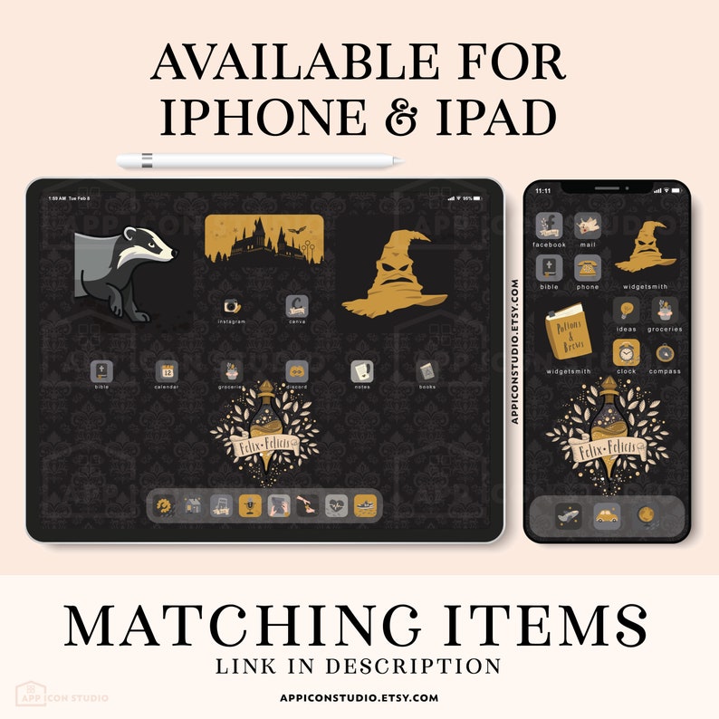 Wizard Iphone App Icons Yellow Wizarding Ios Icons Wizards - Etsy