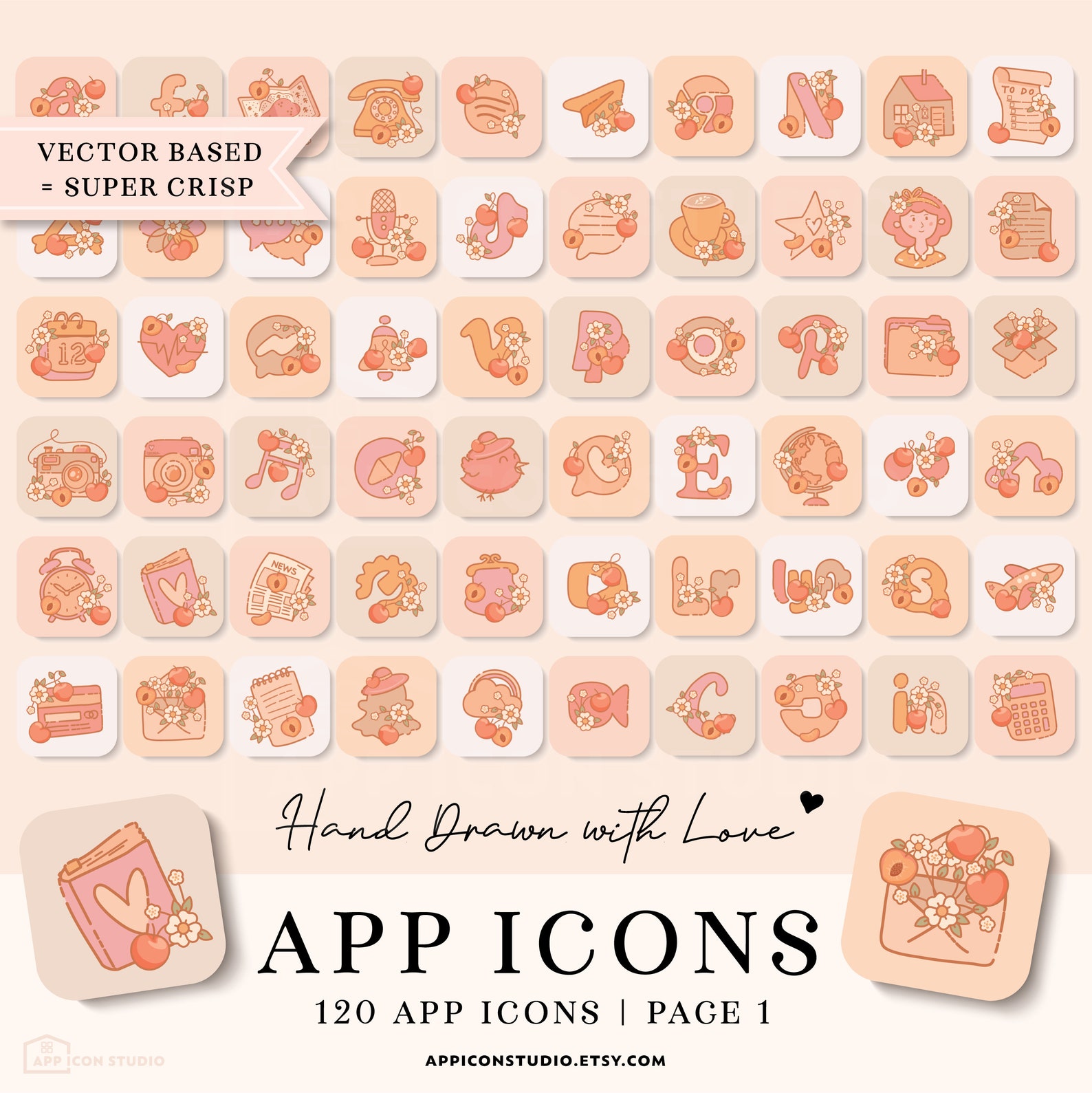 Peach Ios 14 Icons Cottagecore Peach App Icons Summer - Etsy Canada