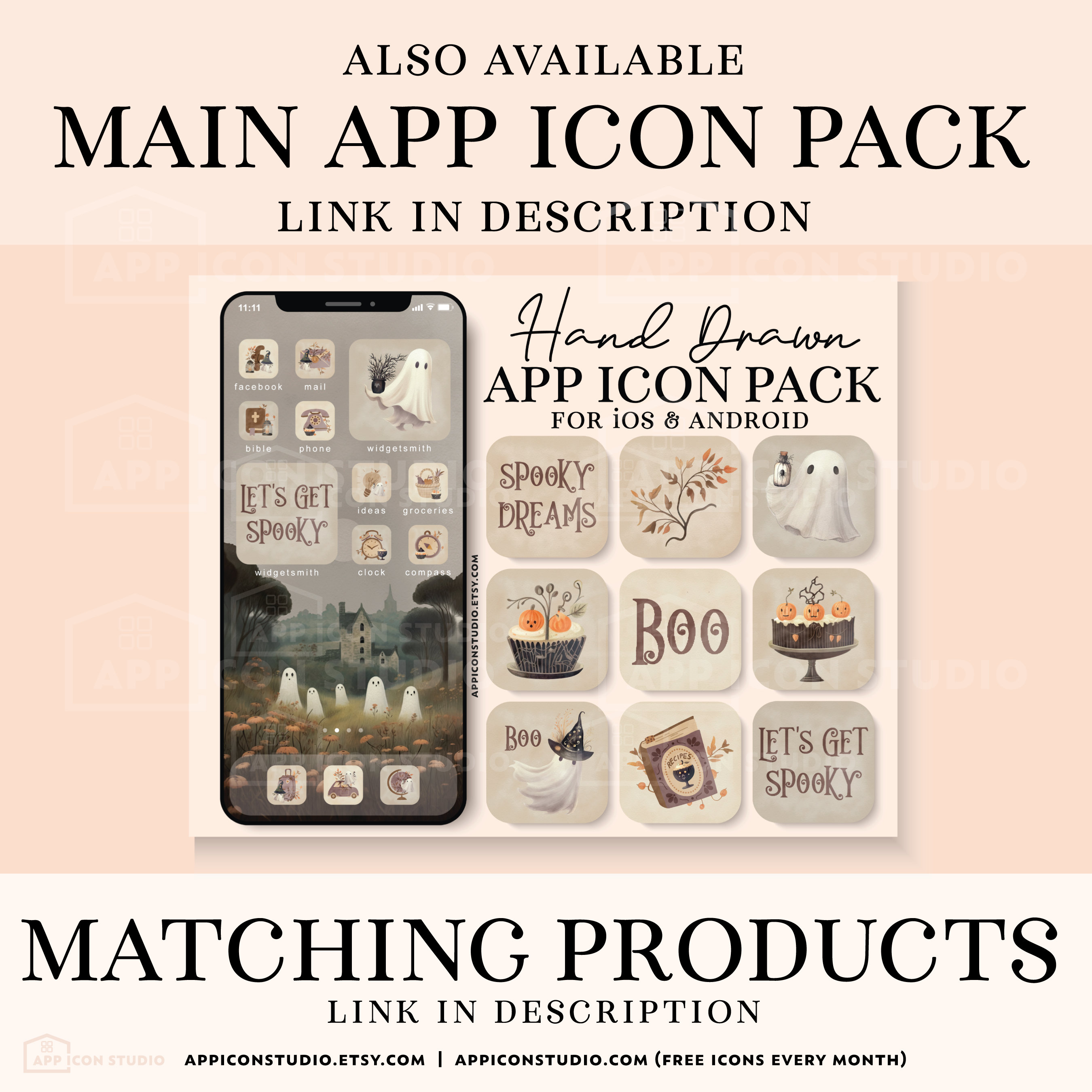 Cute Ghosts App Icons and Wallpaper, Autumn Themed Home Screen ...