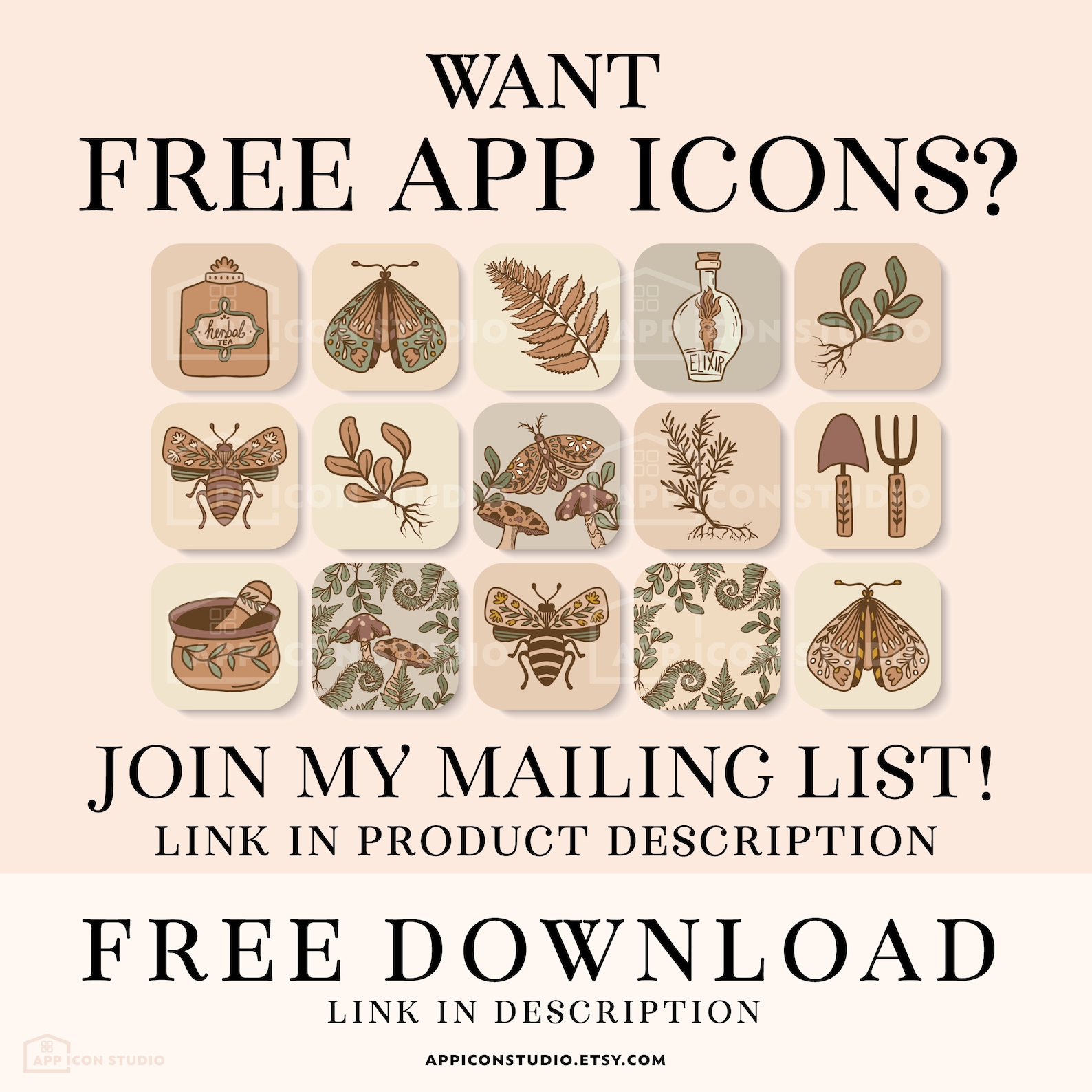 Ios 14 Icons Green Cottagecore Ios App Icons Mushroom Iphone - Etsy