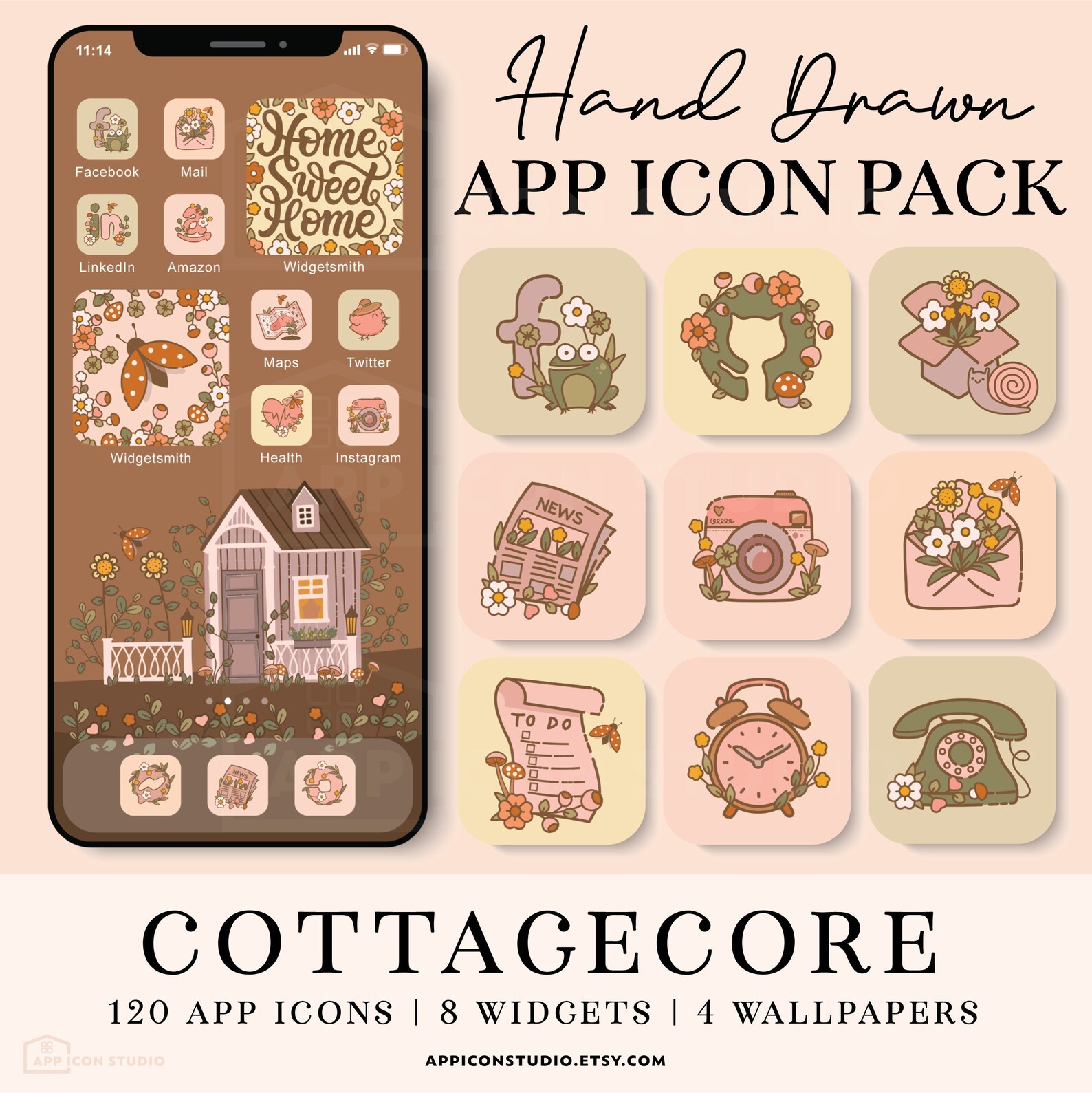 Cottagecore Aesthetic App Icons Ios Icons Iphone Icons | Etsy Canada