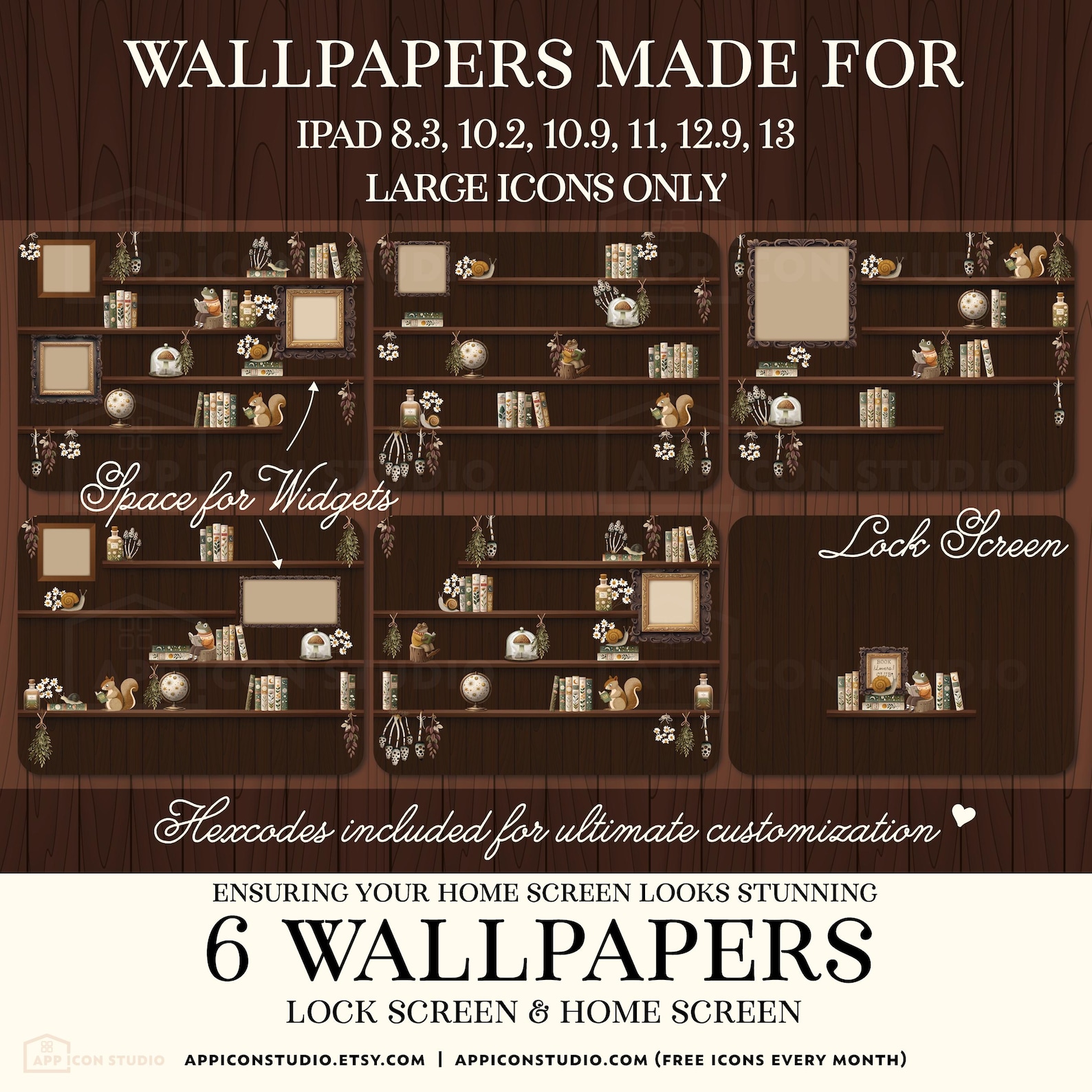 Cozy Bookshelf Wallpaper for iPad Bookshelves Background Book App Icons ...