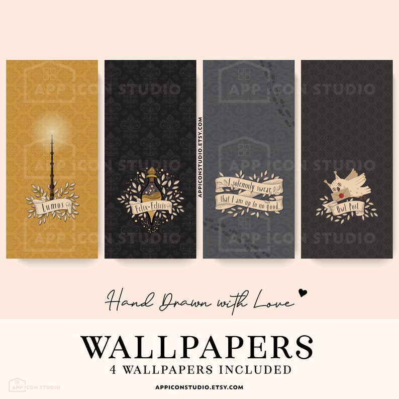 Wizard Iphone App Icons Yellow Wizarding Ios Icons Wizards - Etsy