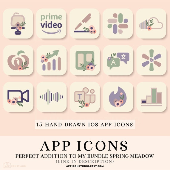 Floral Icons Ios 14 Iphone App Covers Flower App Icons Cute - Etsy
