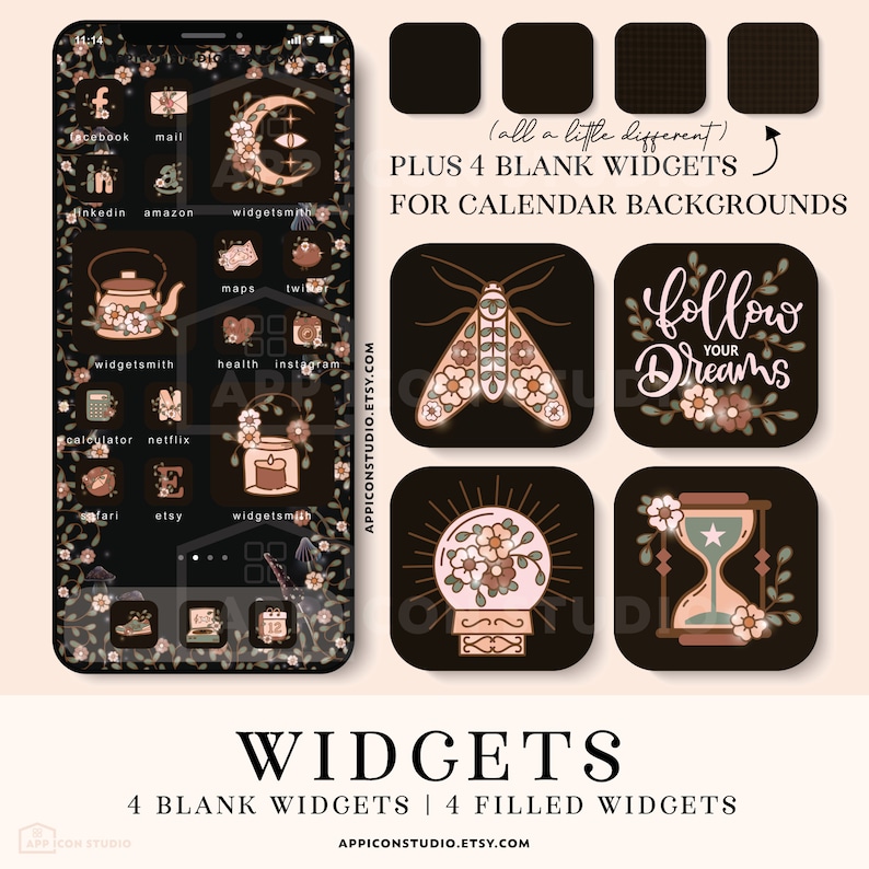 Ios Black Icons Ios 14 Black Icons Brown Iphone App Icons - Etsy