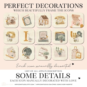 Cottagecore Phone Icons Cute App Icons Summer Romantic iPhone Icon Pack ...