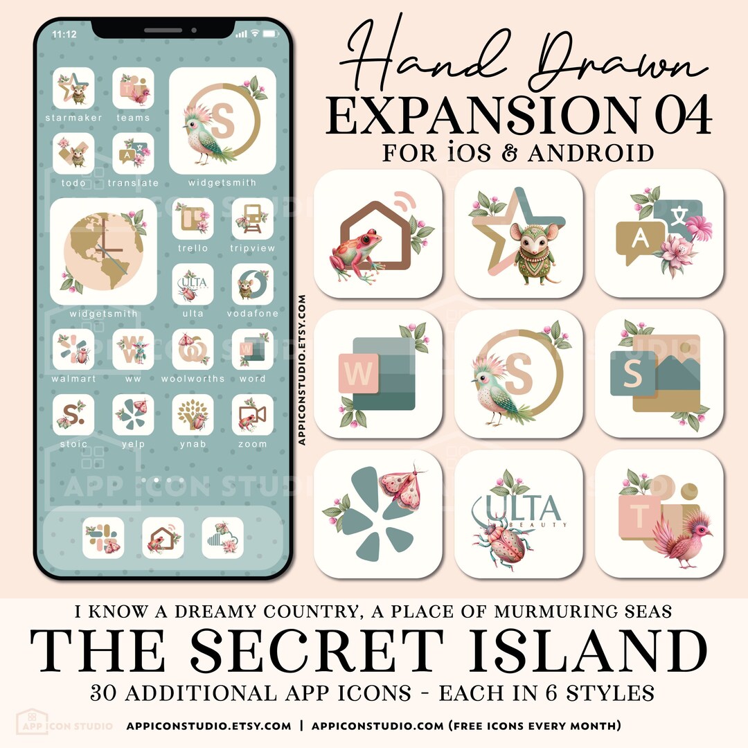 Ios Icons Summer App Icon Pack Animal iPhone Hand Drawn Phone App Icons ...