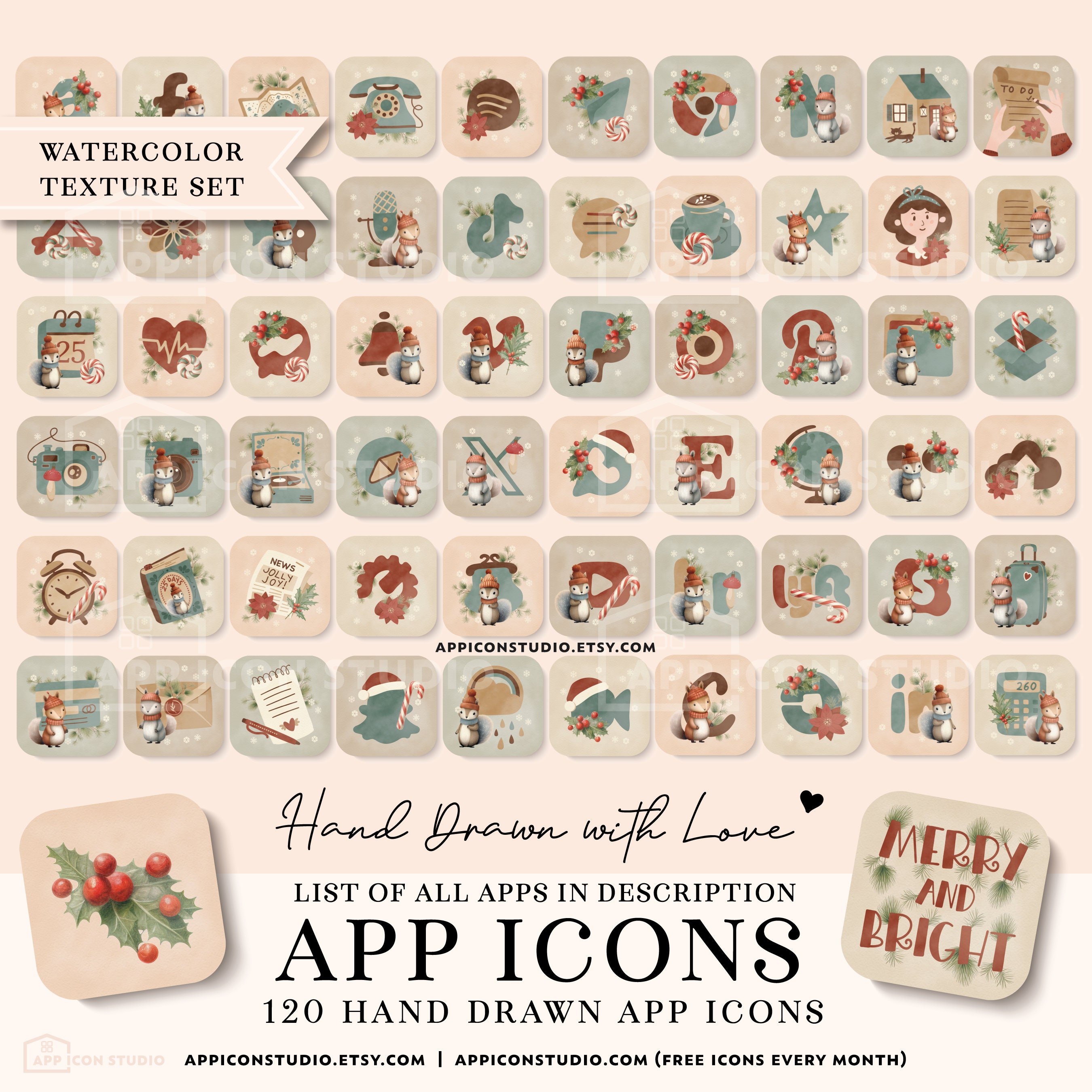 App Icons Aesthetic Winter Theme Cozy Hand Drawn Snow Icons for Ios ...
