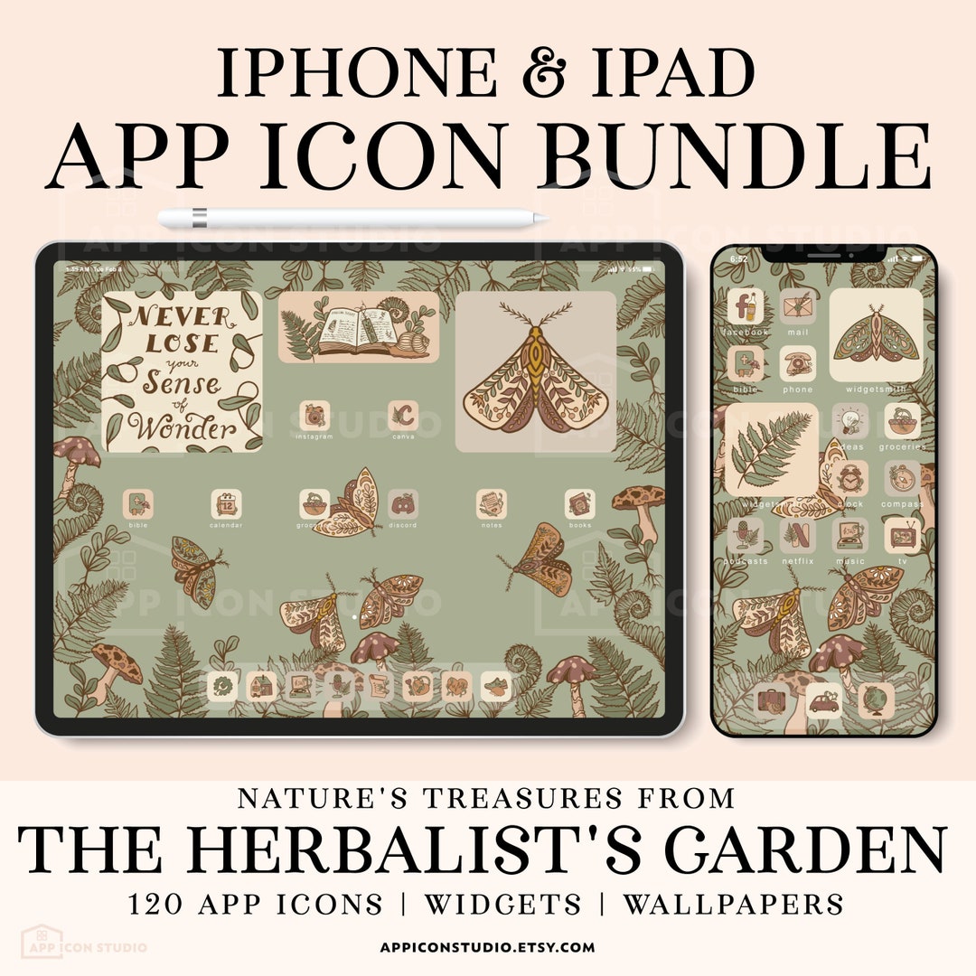 Ios Aesthetic Cottagecore App Icon Bundle for iPhone iPad Android Green ...
