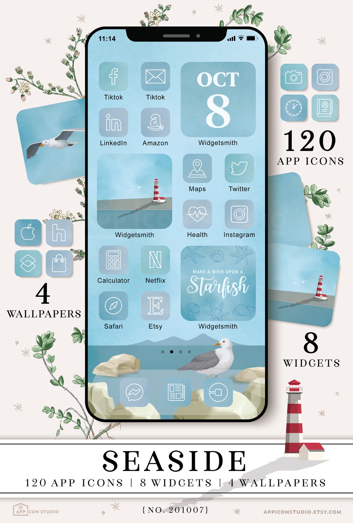 Ios App Icons Ocean Blue App Covers Icons Ios 14 Blue Ios Icon | Etsy