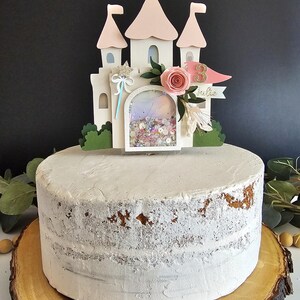 Personalized Castle Cake Topper, Pink Floral Glitter Princess Party - Etsy