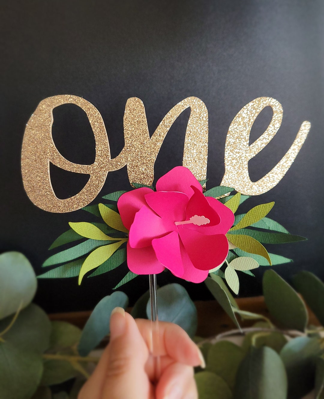One Cake Topper, One Caketopper, First Birthday, Tropical Cake Topper ...