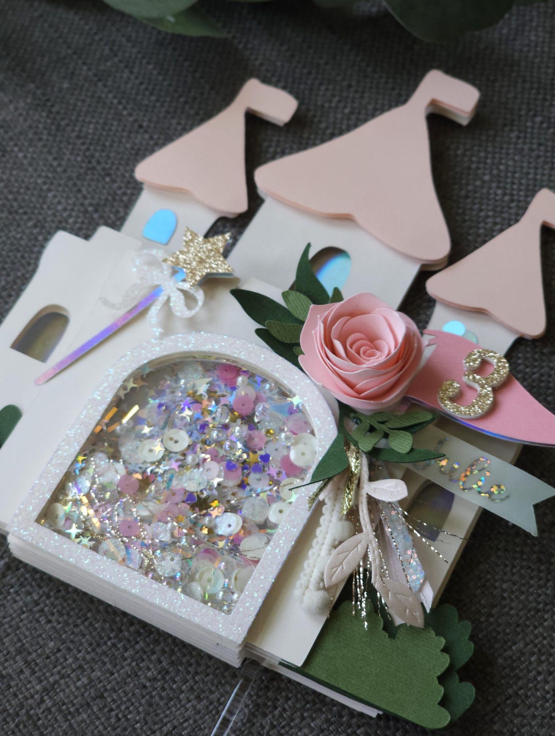 Personalized Castle Cake Topper, Pink Floral Glitter Princess Party - Etsy