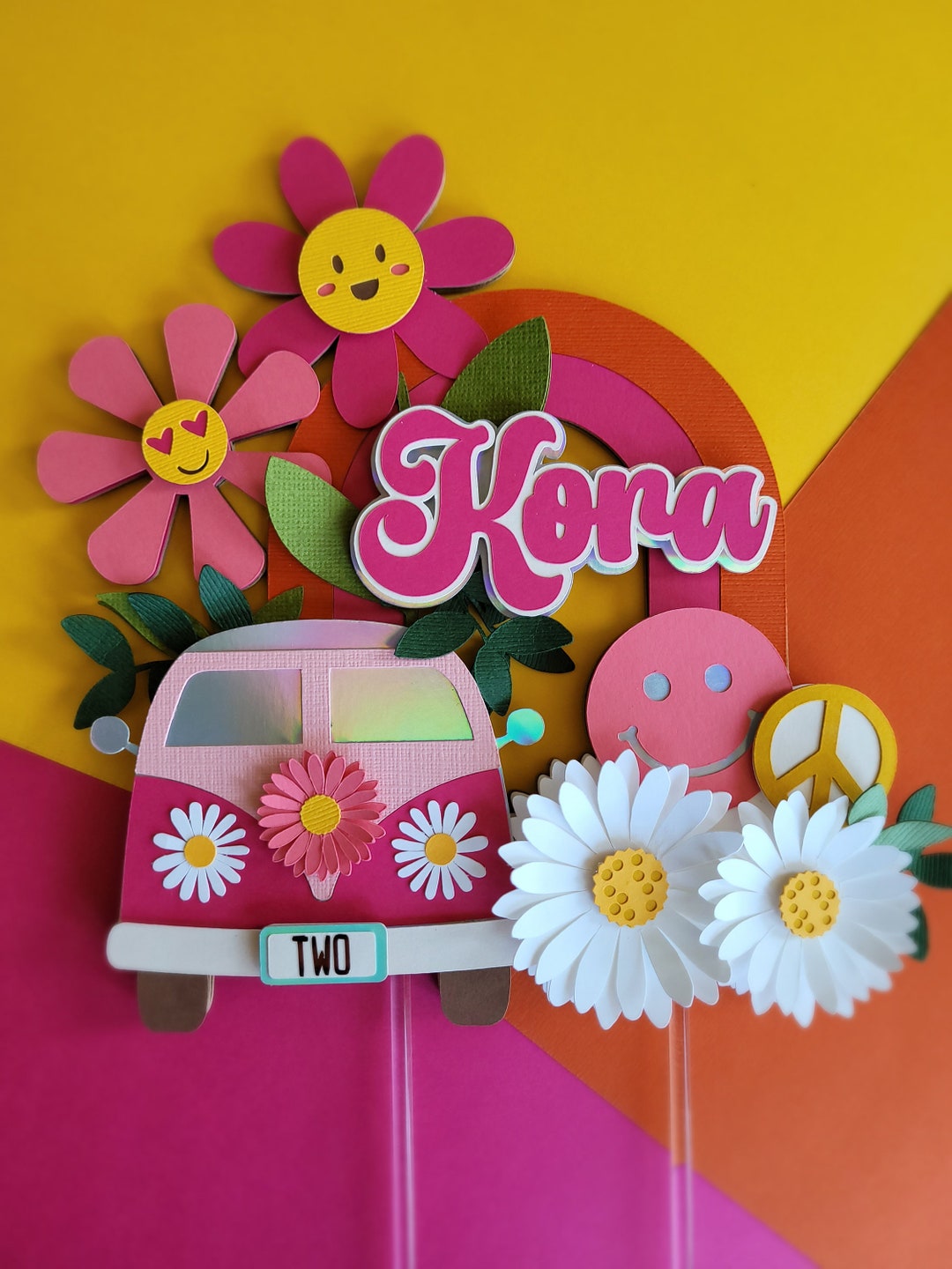 Groovy Cake Topper, Groovy Caketopper, Groovy Birthday, Hippie Cake ...