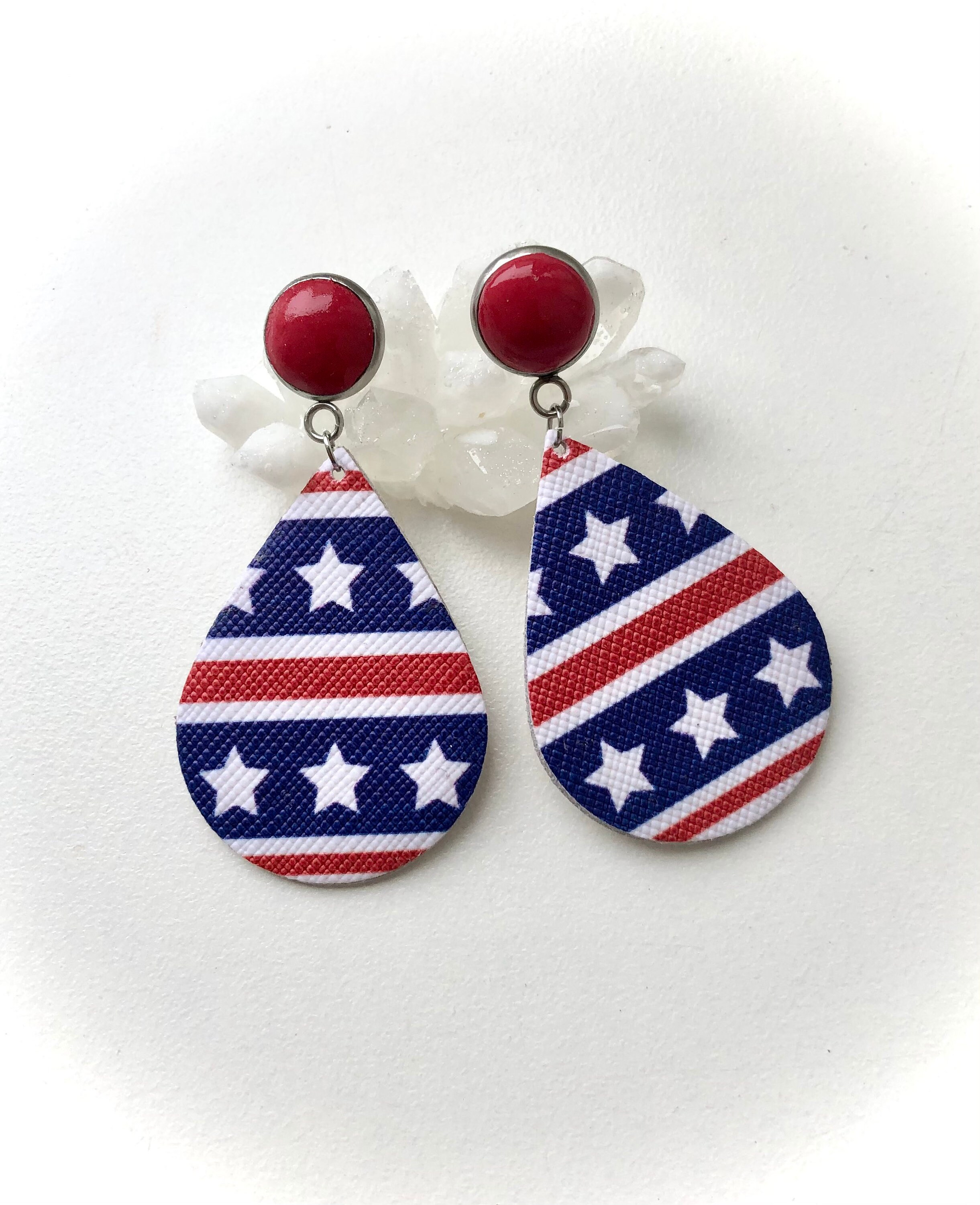 US Flag Earrings, Dangle Earrings, Patriotic Studs, Teardrop Studs ...