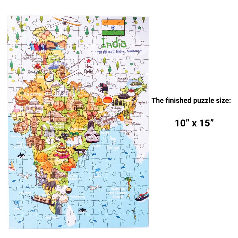 India Map Wooden Jigsaw Puzzle for Children, Educational Learning Wood ...