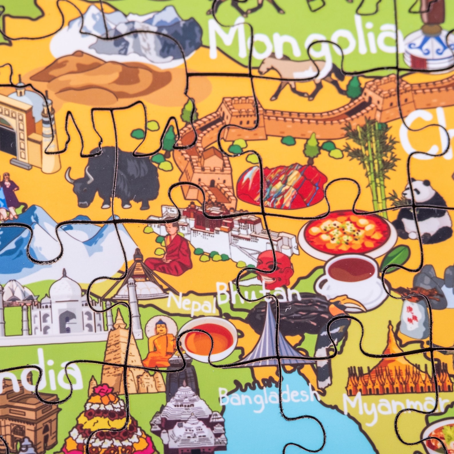 Asia Map Wooden Jigsaw Puzzle for Kids 6 Educational - Etsy