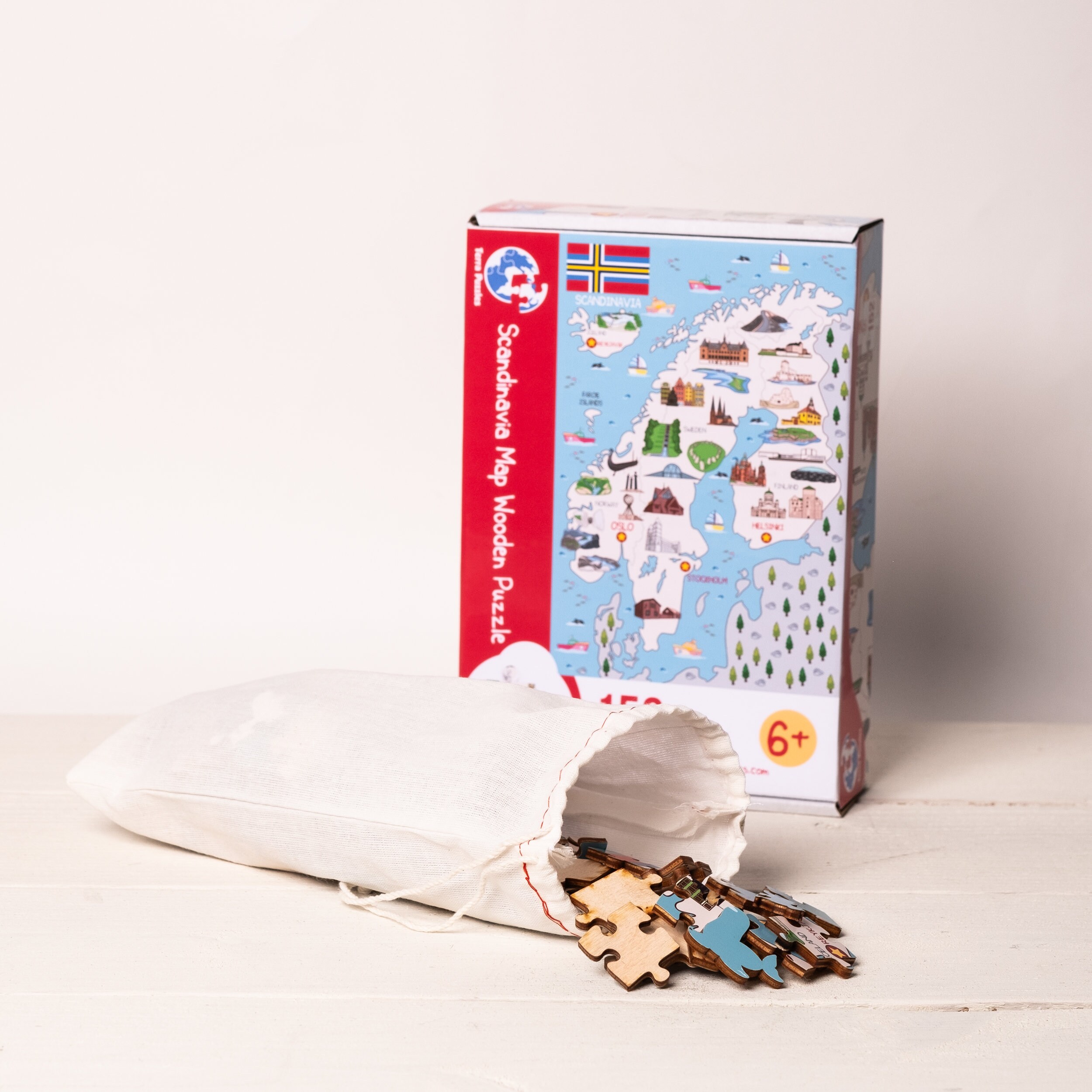 Scandinavia Map Wooden Jigsaw Puzzle for Children and Adults, Holiday ...