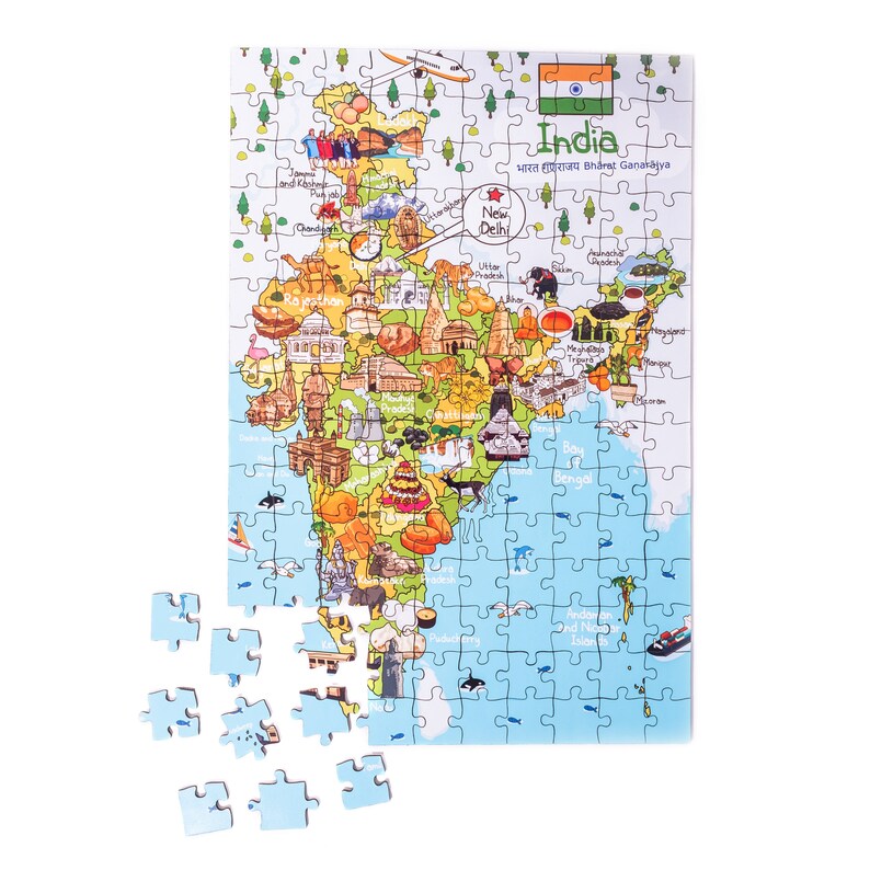 India Map Wooden Jigsaw Puzzle for Children, Educational Learning Wood ...