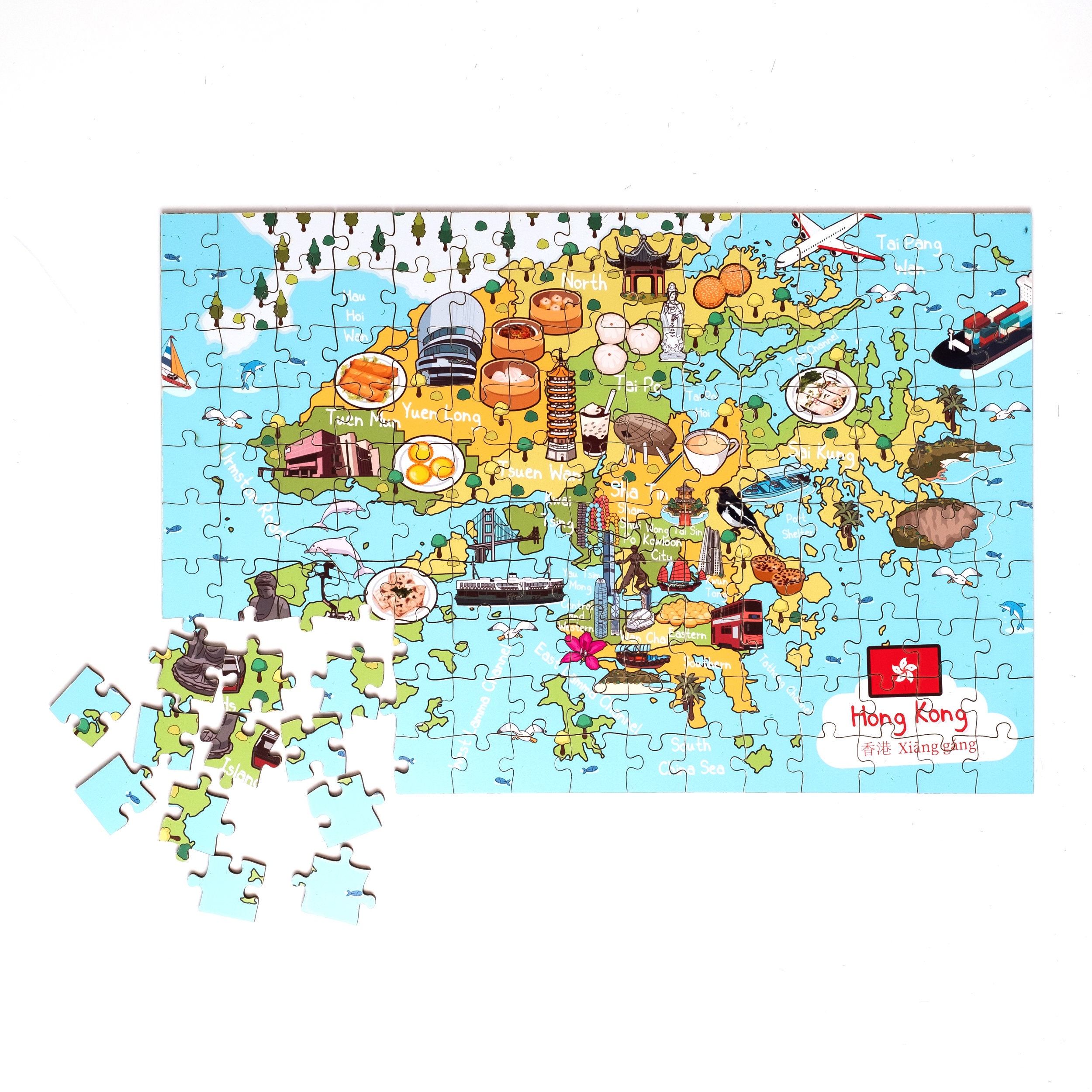 Hong Kong Map Wooden Jigsaw Puzzles Fun Holiday Board Games - Etsy