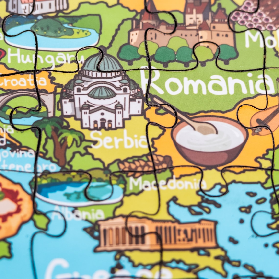 Europe Map Wooden Jigsaw Puzzle, Montessori Map Puzzle for Preschool ...