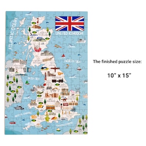 UK Map Wooden Jigsaw Puzzle, Illustrated United Kingdom, 152 Pieces - Etsy