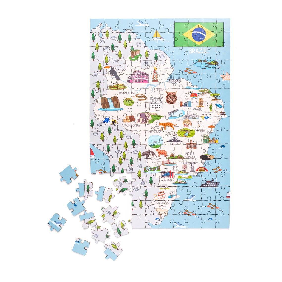 Brazil Map Wooden Jigsaw Puzzle for Kids 6 Handmade - Etsy