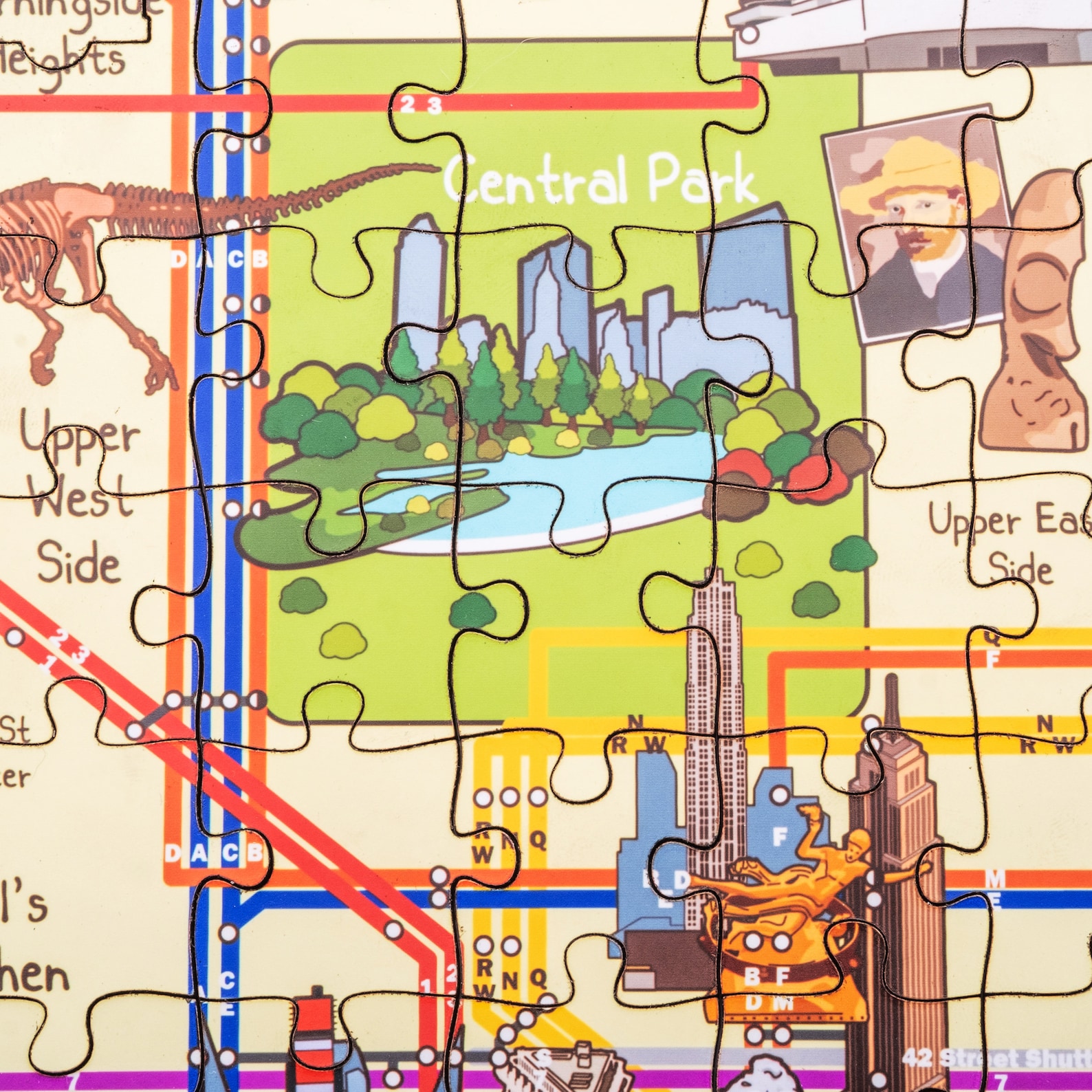 New York Manhattan Subway Illustrated Map Wooden Jigsaw Puzzle for ...