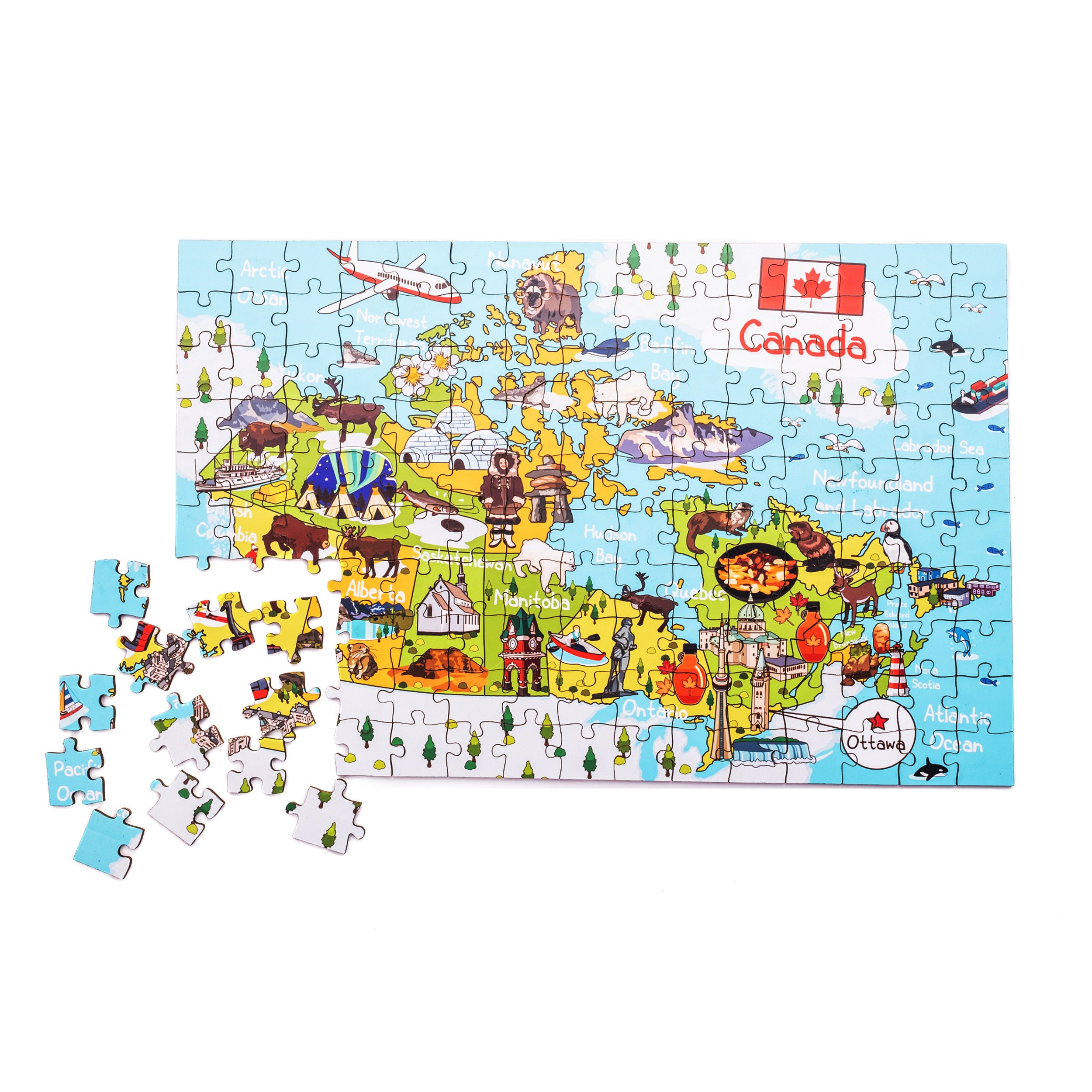 Canada Map Wooden Jigsaw Puzzle for Kids and Adults, 152 Pieces 10x15 ...