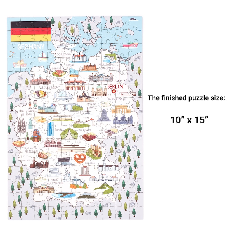 Germany Map Wooden Jigsaw Puzzle for Kids, Educational Map of Europe ...