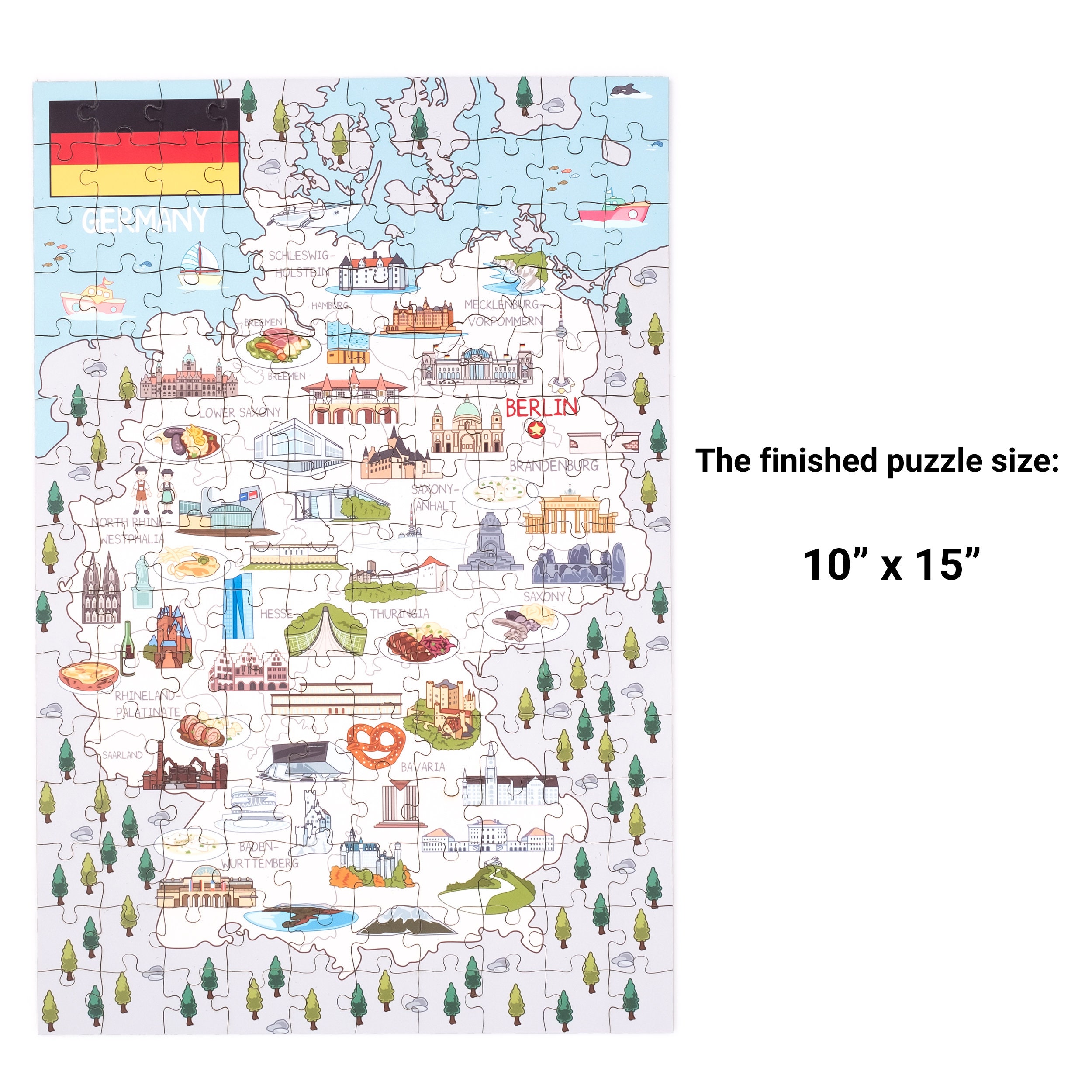 Germany Map Wooden Jigsaw Puzzle for Kids, Educational Map of Europe ...
