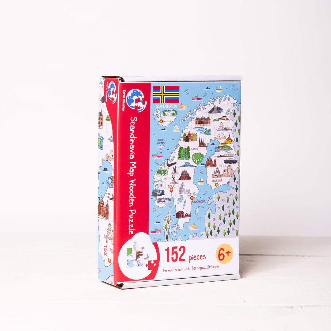 Scandinavia Map Wooden Jigsaw Puzzle for Children and Adults, Holiday ...
