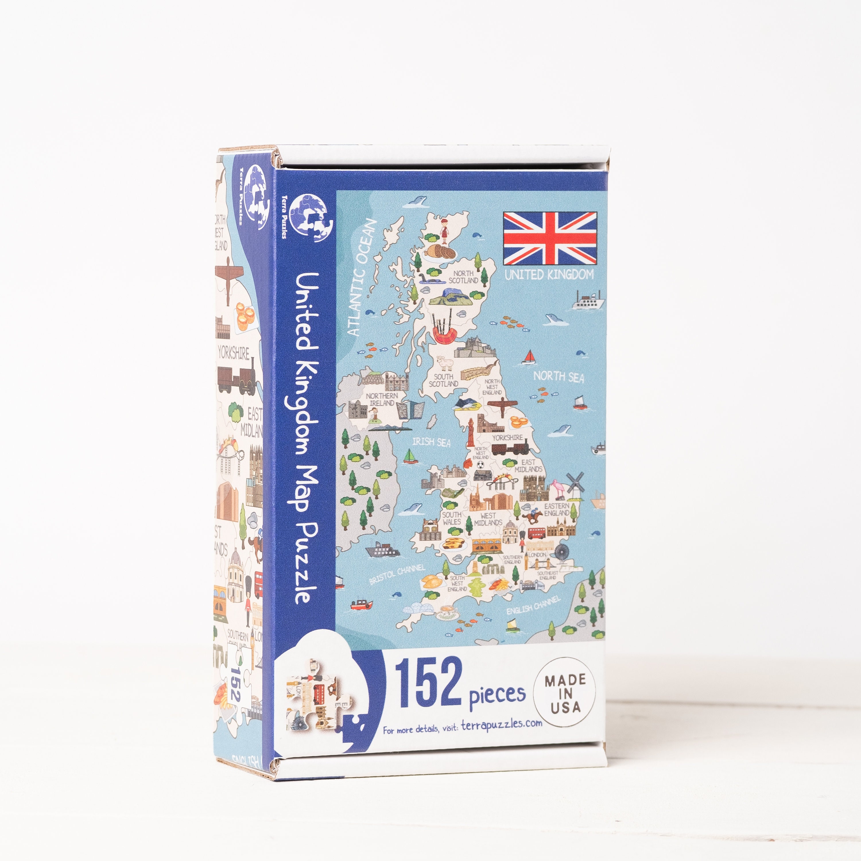 United Kingdom Map Illustrated Wooden Jigsaw Puzzle, Great Britain Map ...