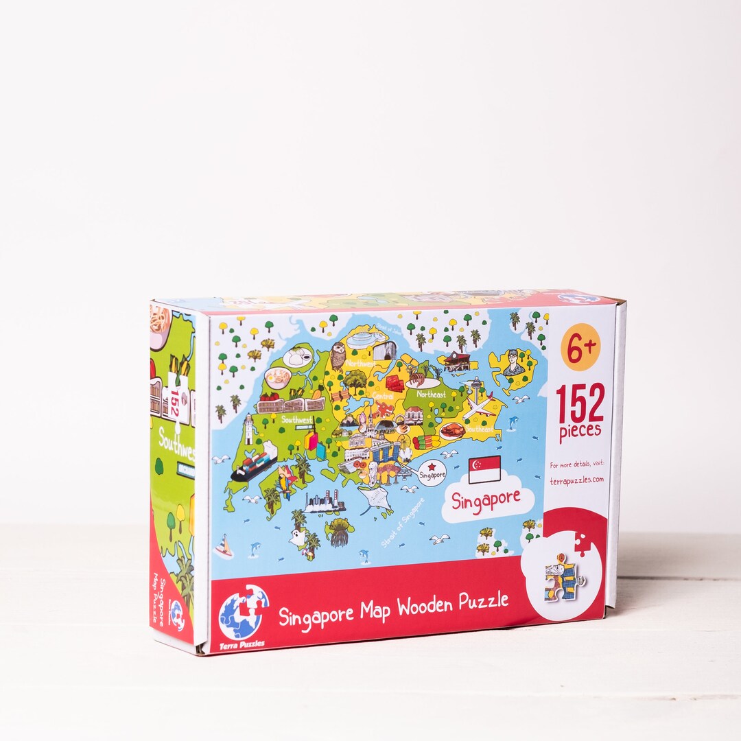 Singapore Map Wooden Jigsaw Puzzle for Children and Adults, Asian Map ...