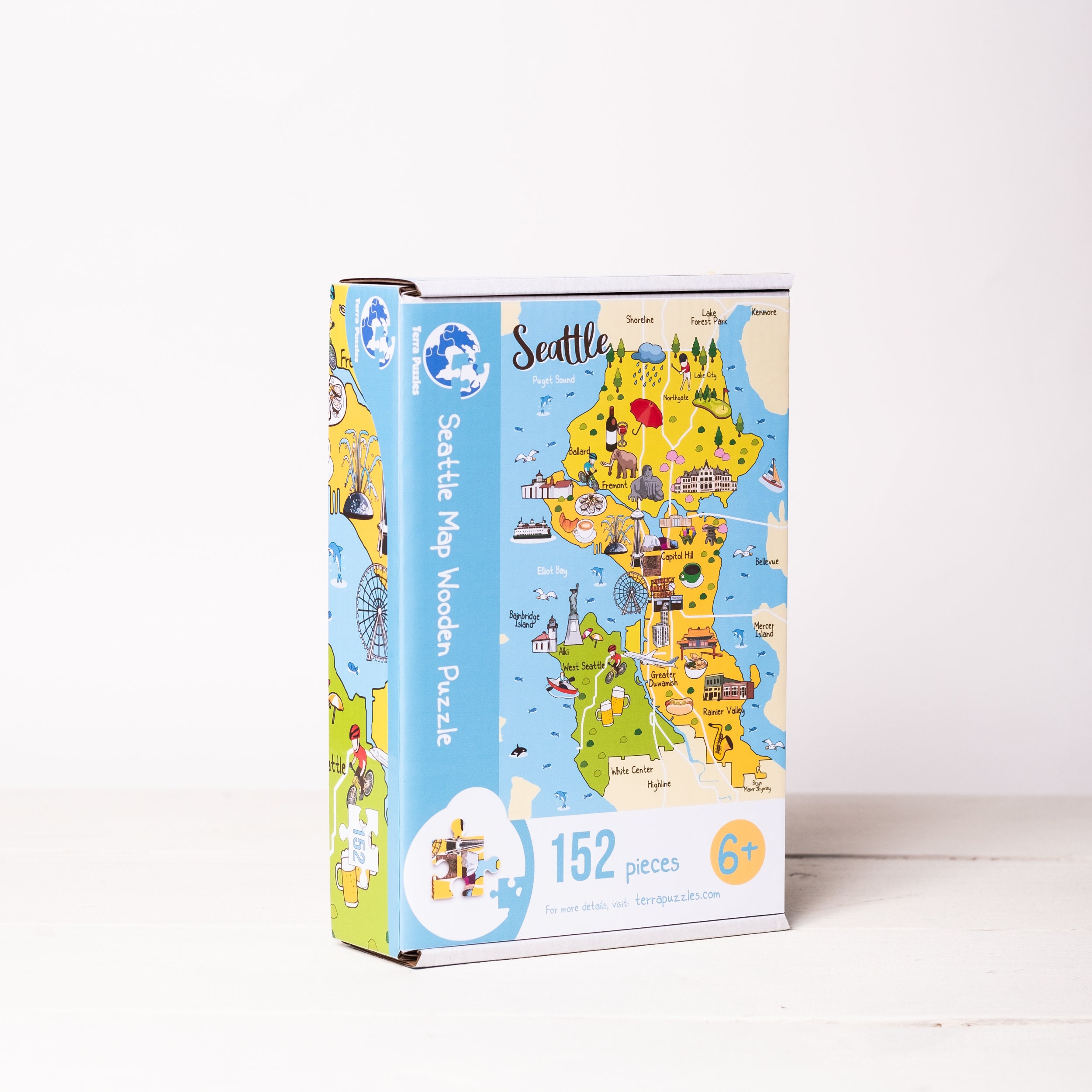 Seattle City Map Wooden Jigsaw Puzzle for Kids, Washington State Puzzle ...