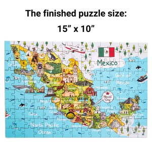 Mexico Map Wooden Jigsaw Puzzle for Children, Illustrated Mexico City ...